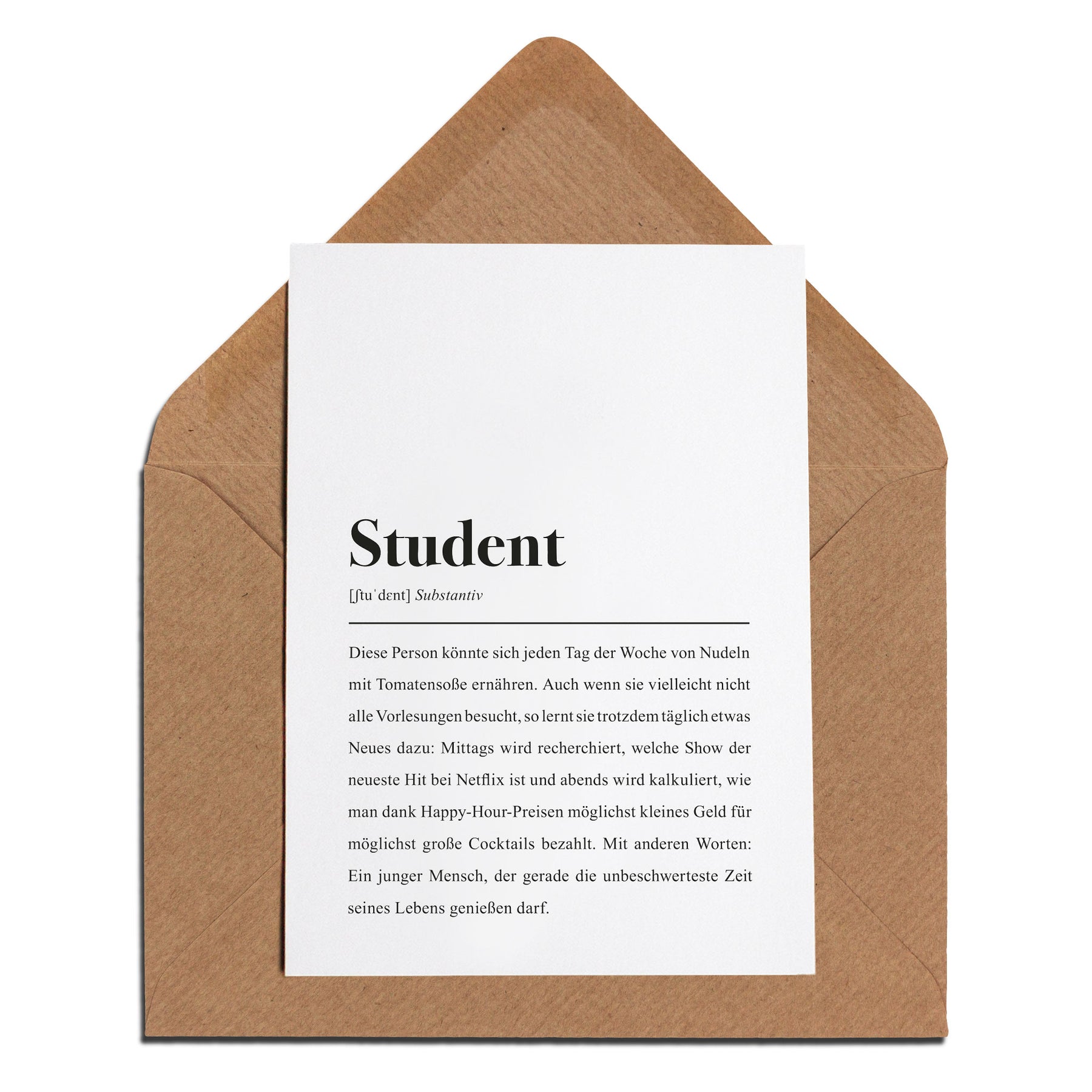 Student Definition: Grußkarte mit Umschlag